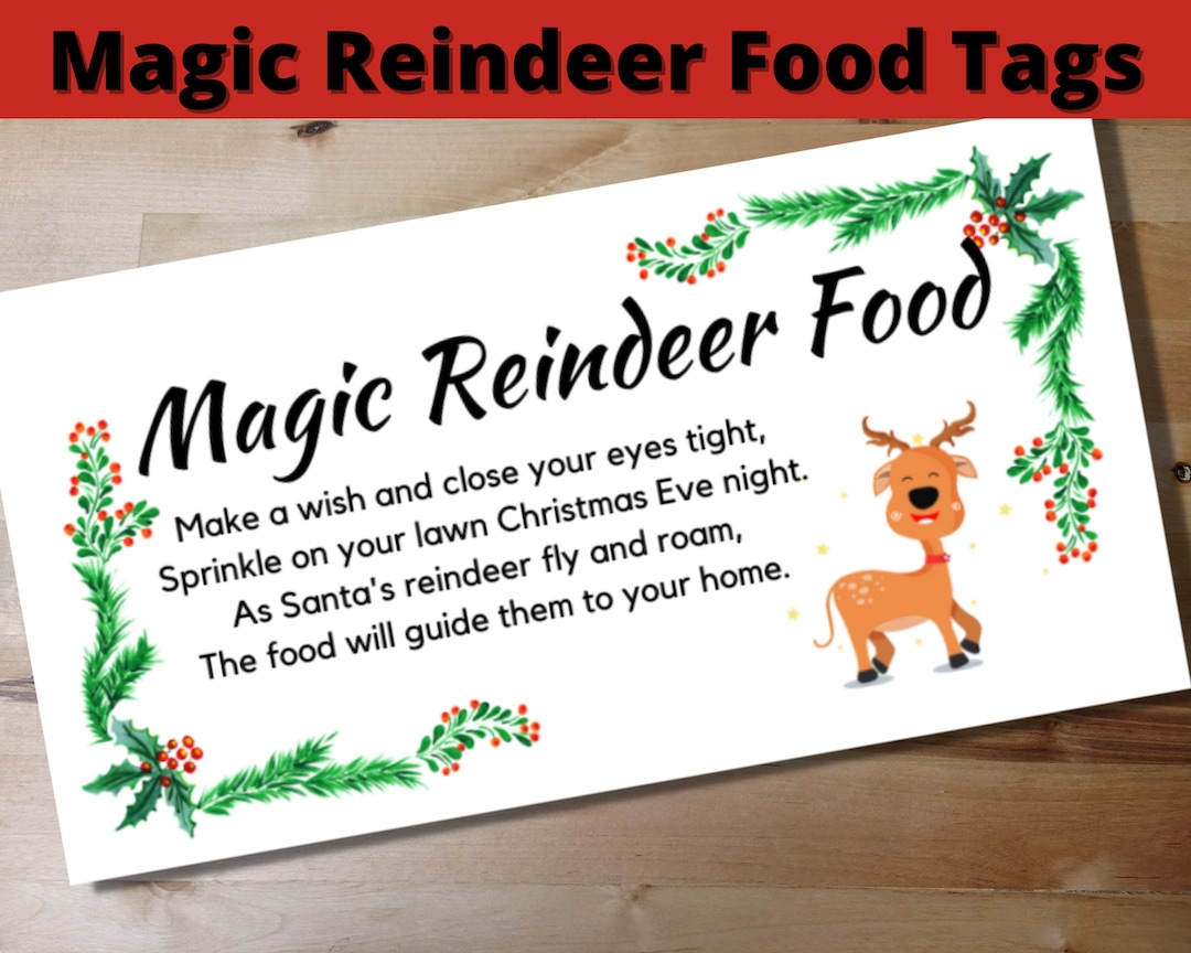 Magic Reindeer Food Tags Printable Instant Digital Download - Etsy