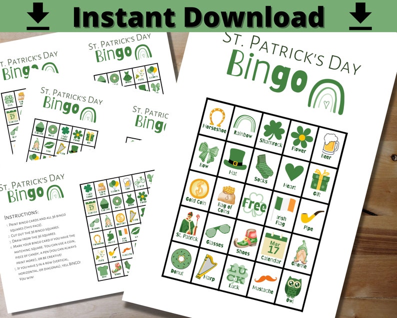 St. Patrick’s Day Bingo Printable Instant Digital Download - Etsy