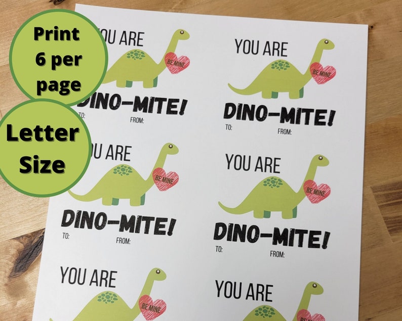 Dino-mite Dinosaur Printable Valentine Card Instant Download - Etsy