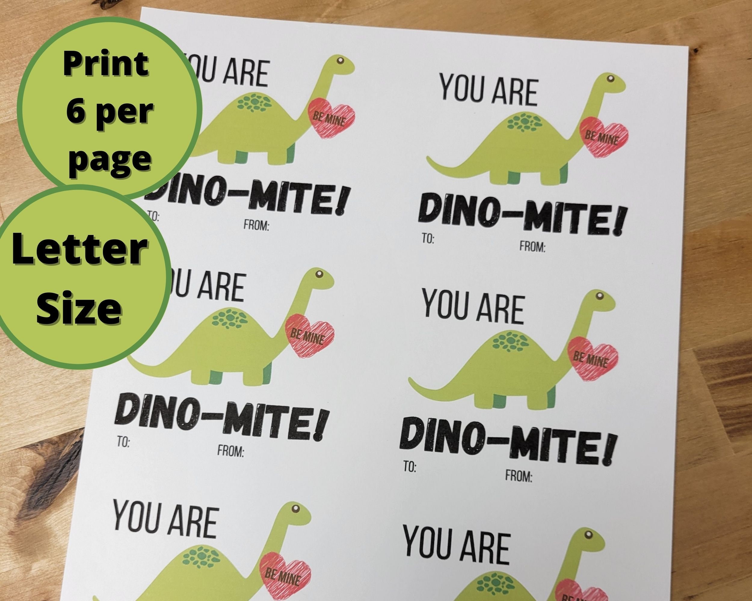 Dino-mite Dinosaur Printable Valentine Card Instant Download - Etsy