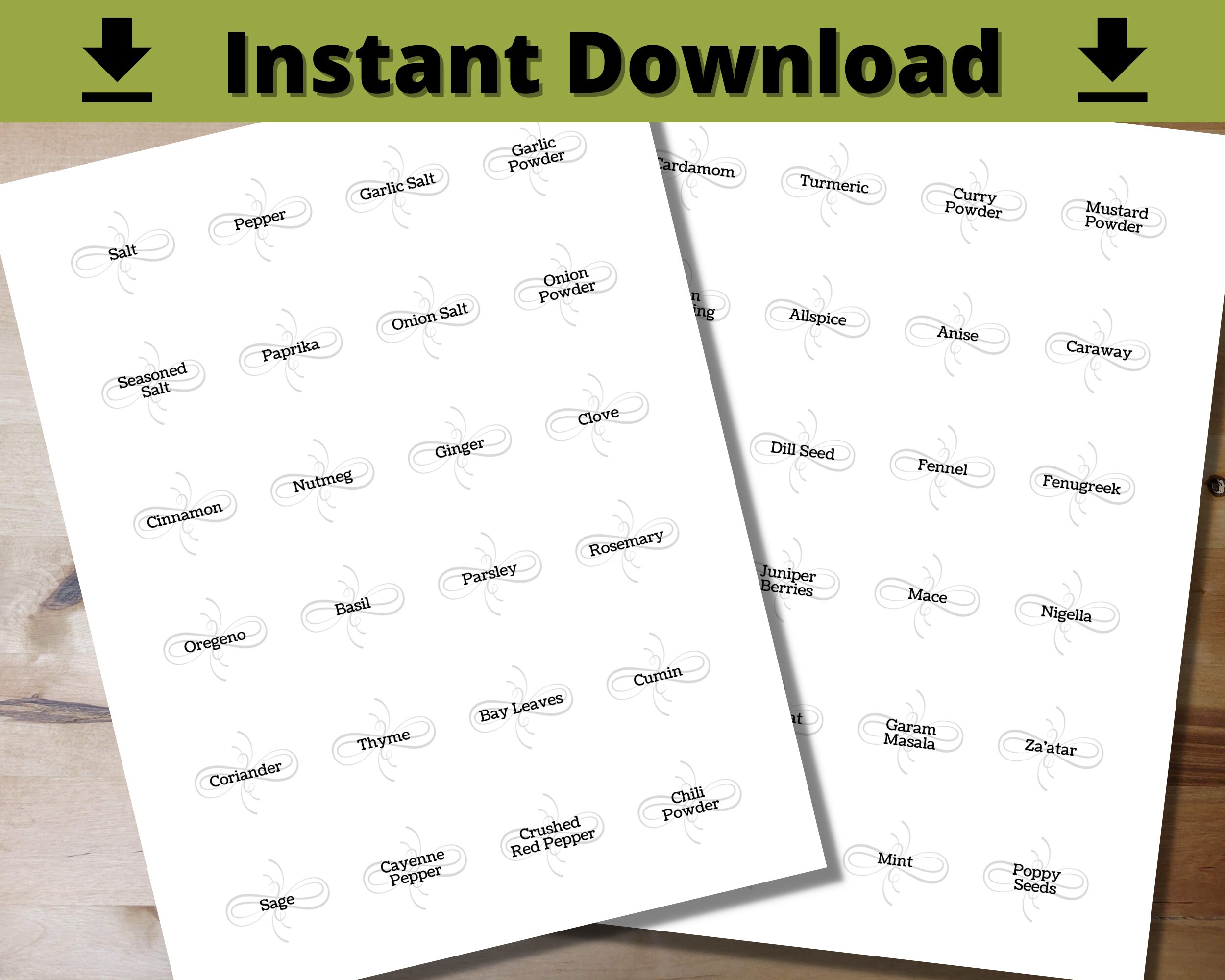 Spice Jar Labels Printable Instant Digital Download - Etsy