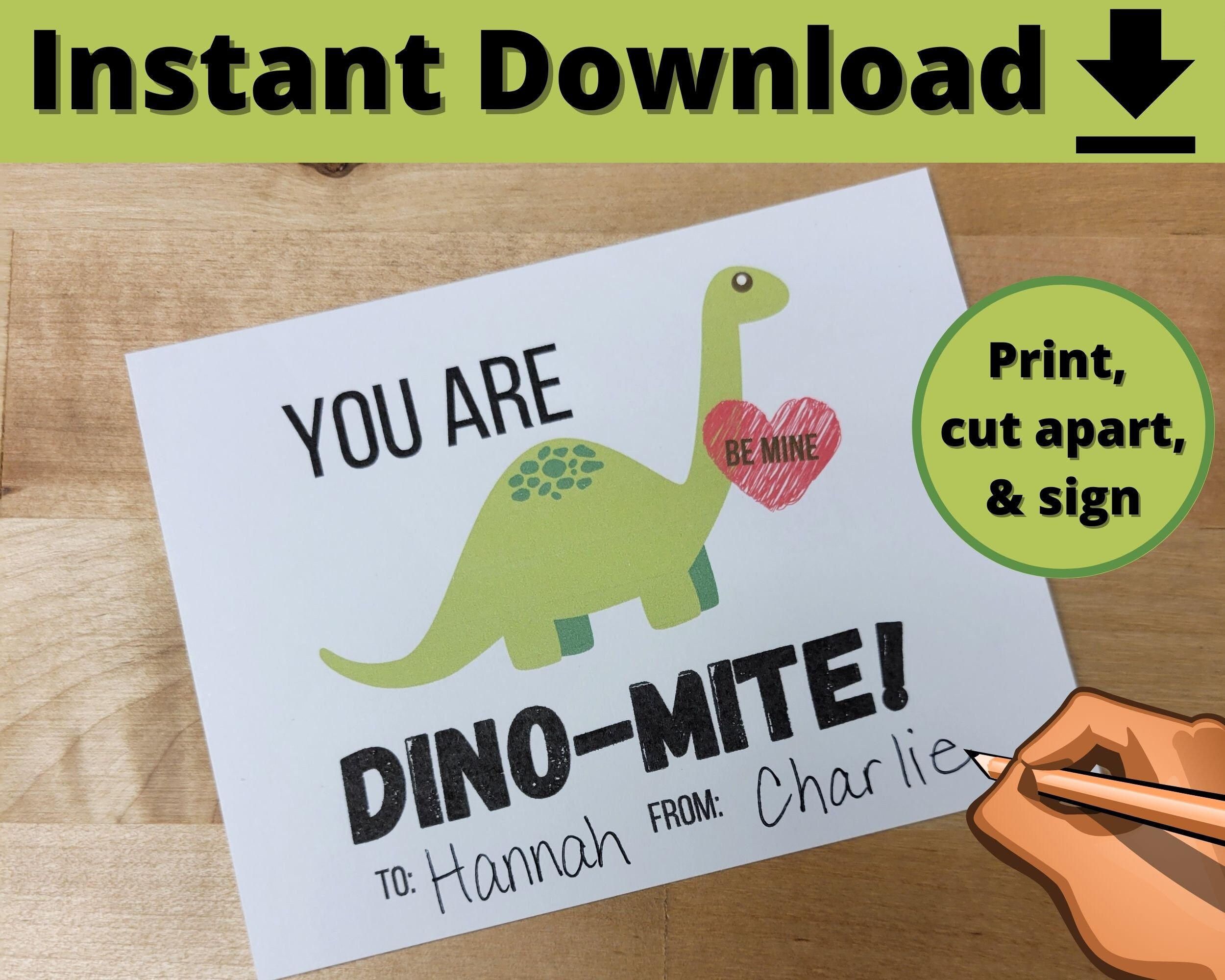 Dino-mite Dinosaur Printable Valentine Card Instant Download - Etsy