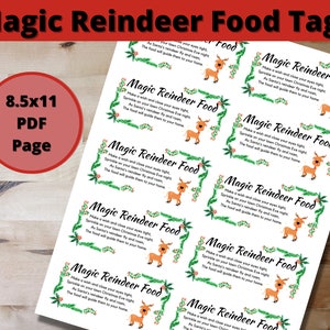 Magic Reindeer Food Tags Printable Instant Digital Download - Etsy