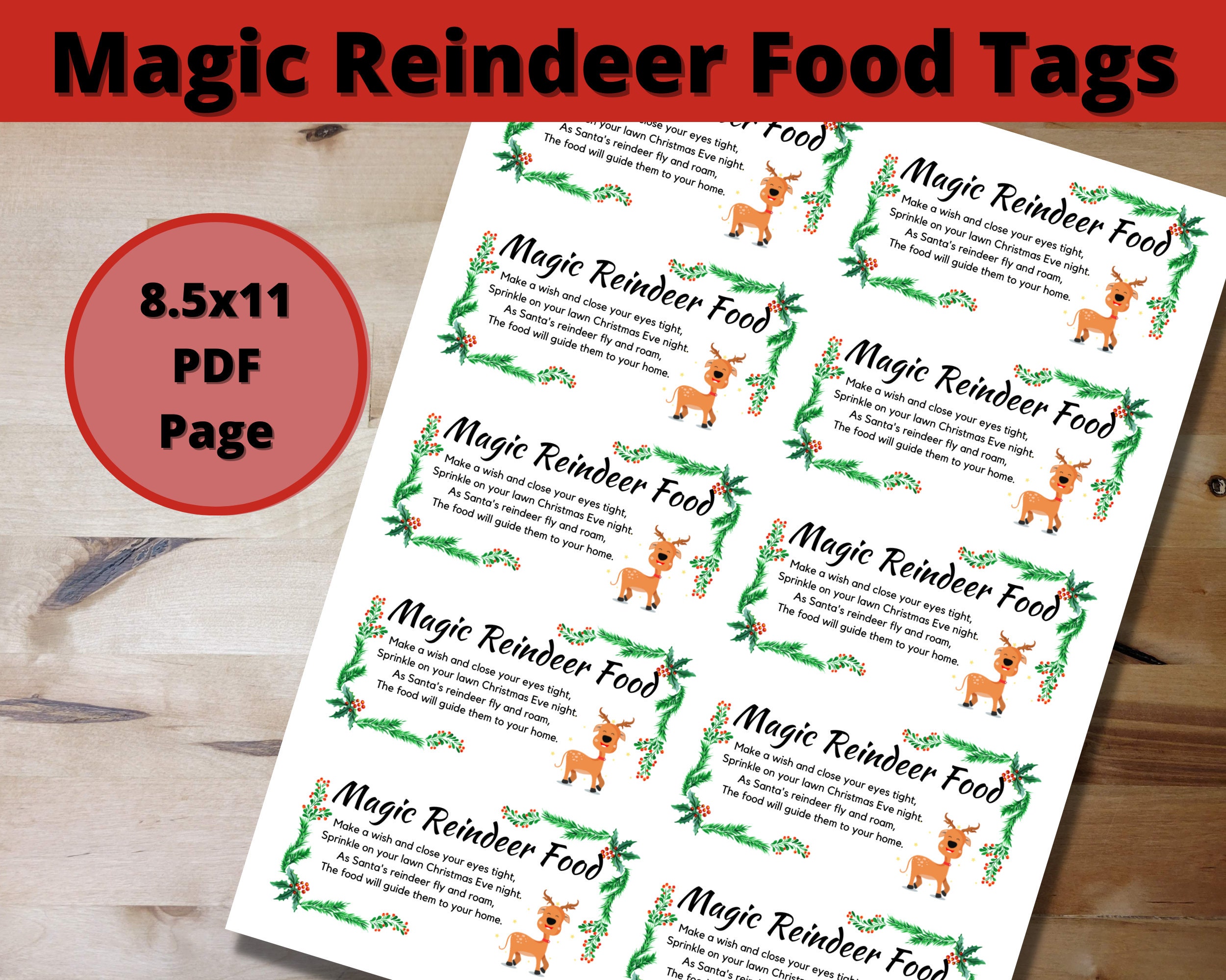 Magic Reindeer Food Tags Printable Instant Digital Download - Etsy