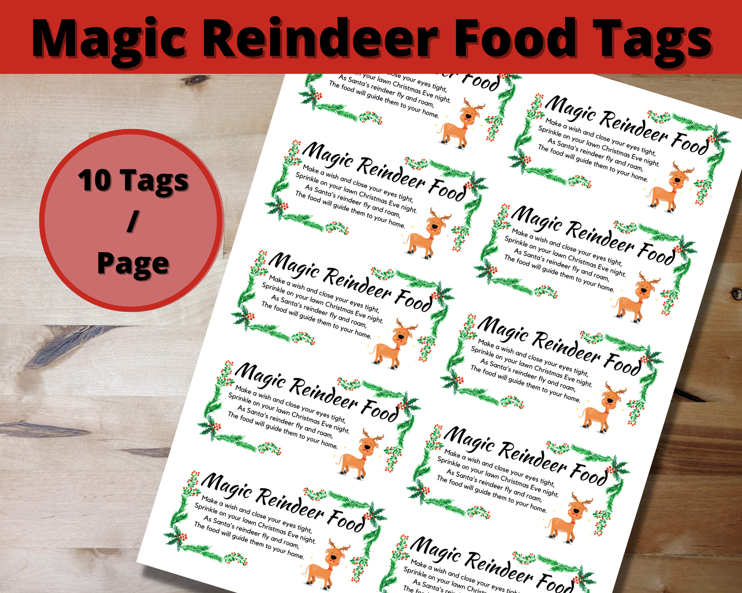 Magic Reindeer Food Tags Printable Instant Digital Download - Etsy
