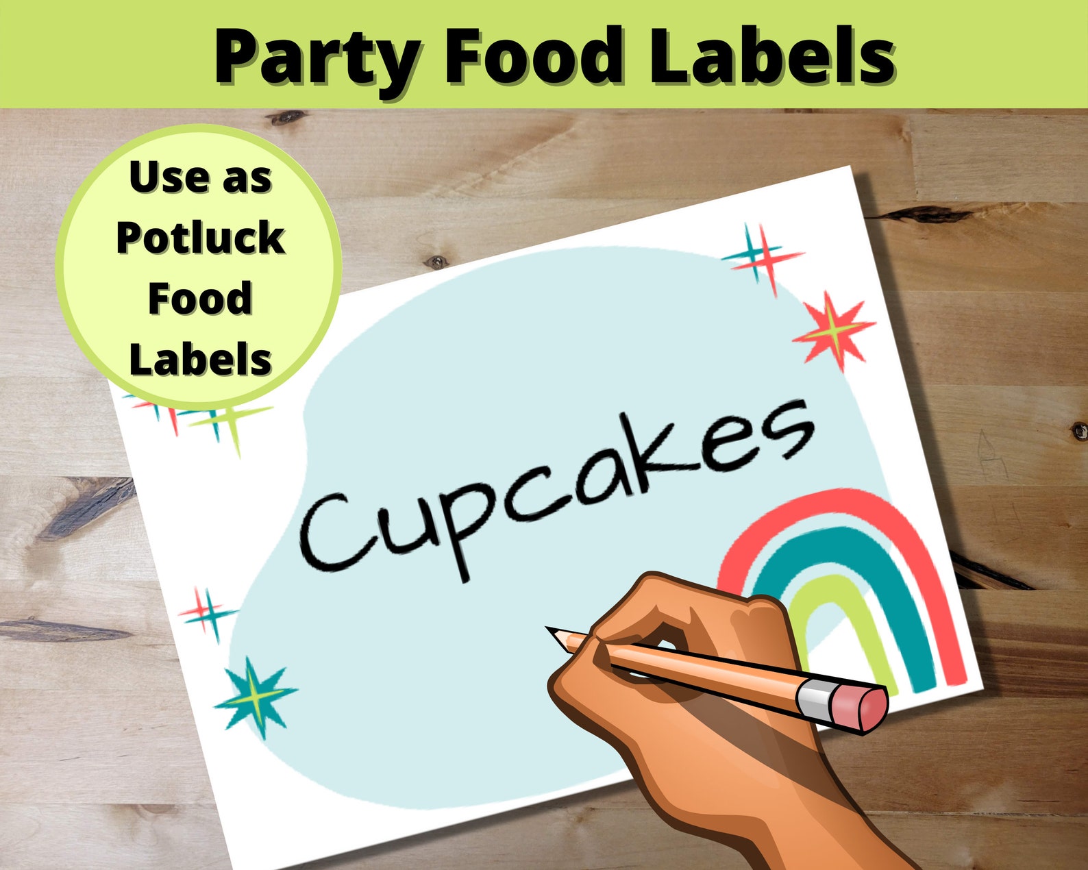 Sparkle Rainbow Labels for Name Tags/potluck Food Printable Instant ...