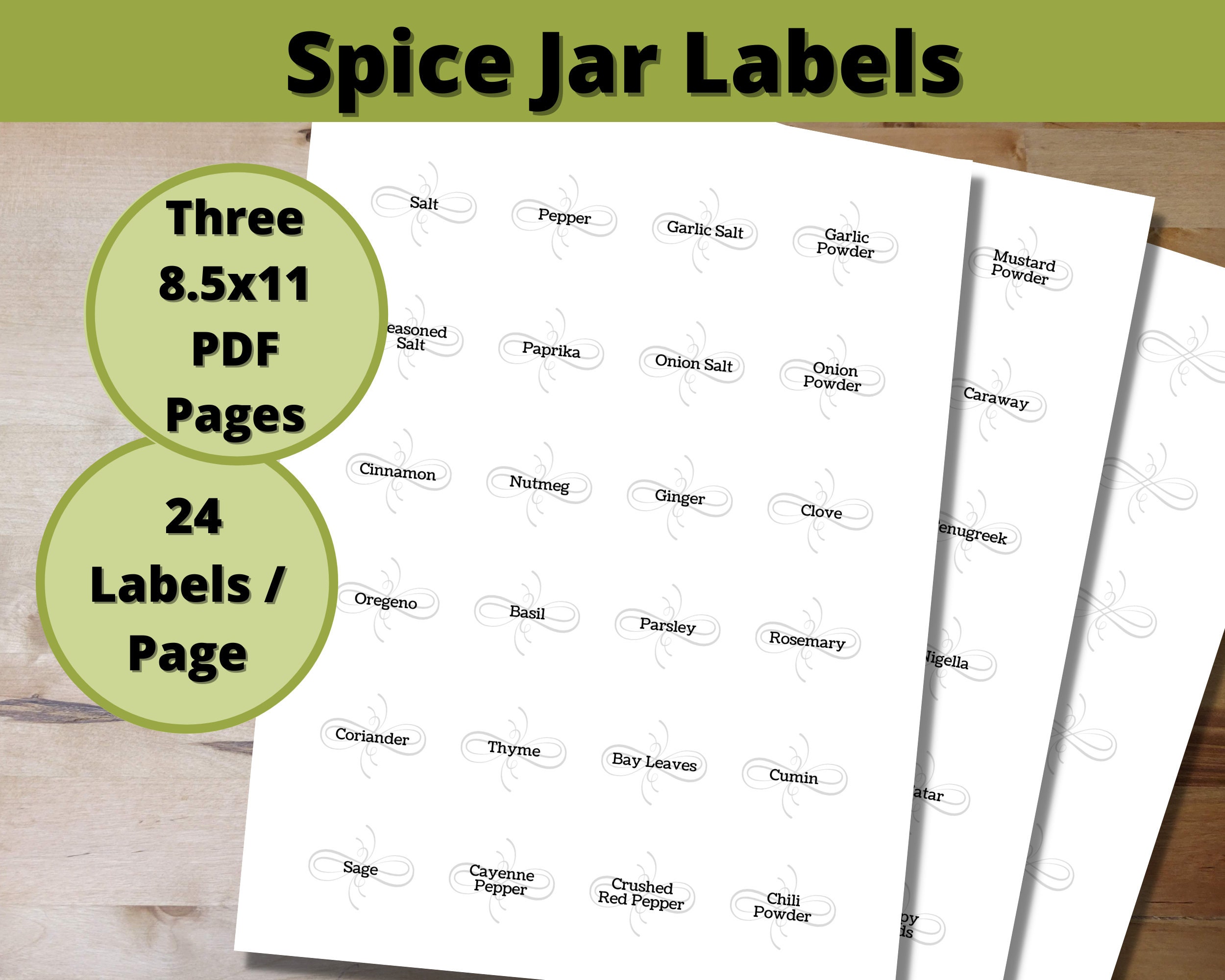 Spice Jar Labels Printable Instant Digital Download - Etsy
