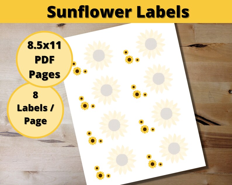 Editable Sunflower Labels for Name Tags/potluck Food Printable Instant ...