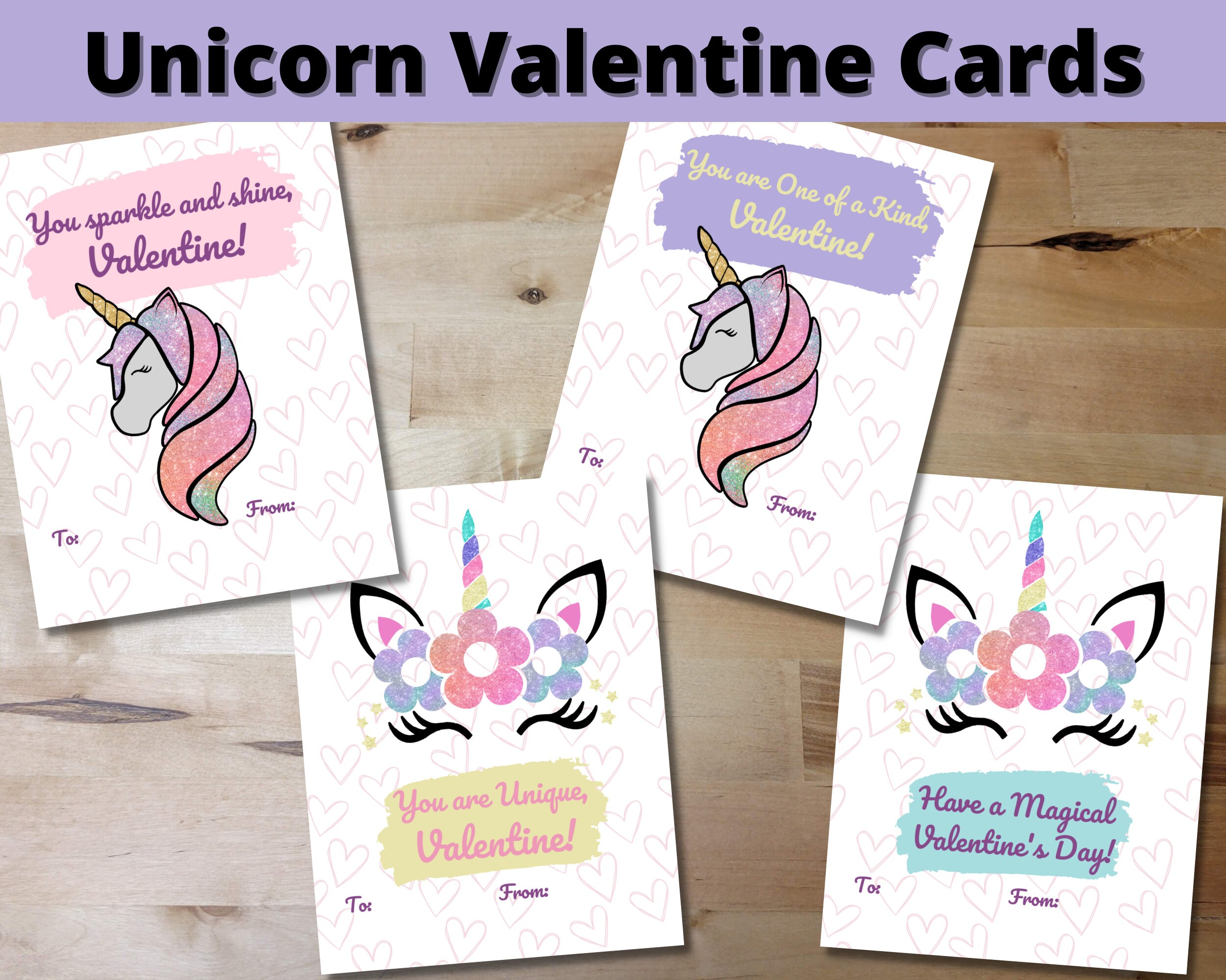 Unicorn Valentine Cards Printable Instant Digital Download - Etsy