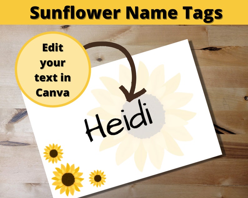 Editable Sunflower Labels for Name Tags/potluck Food Printable Instant ...