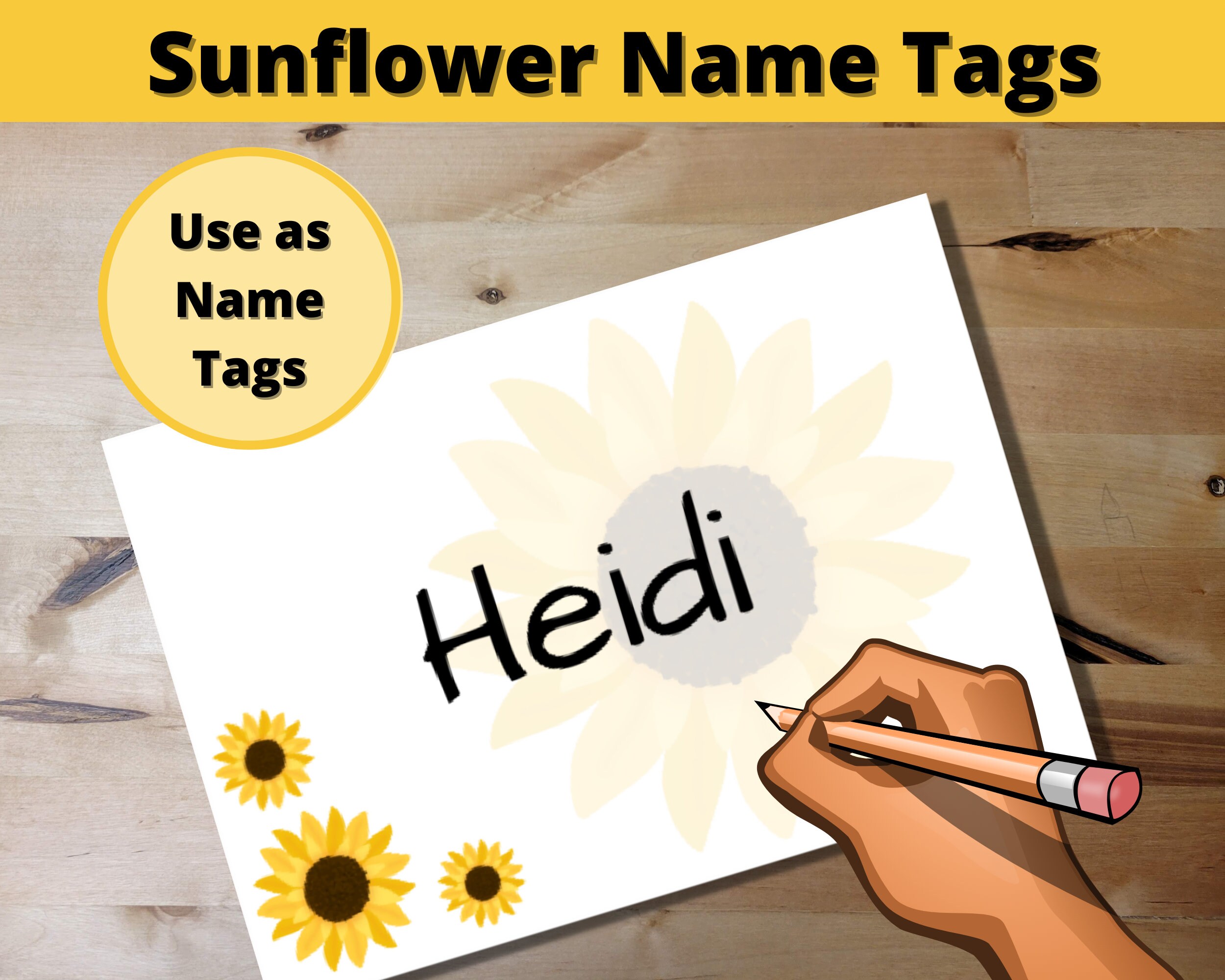 Editable Sunflower Labels for Name Tags/potluck Food Printable Instant ...