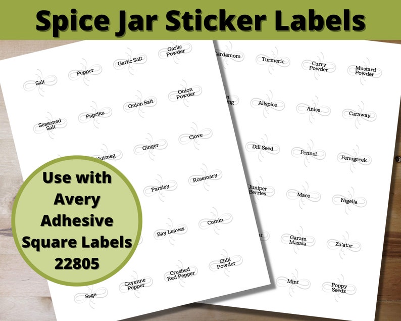 Spice Jar Labels Printable Instant Digital Download - Etsy