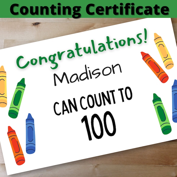 Counting Certificate - Etsy
