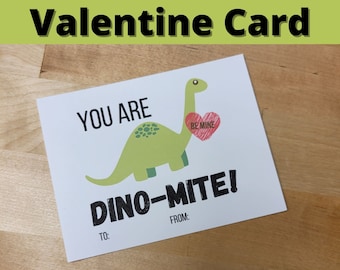 Valentine PRINTABLE You Are Dino-mite Valentine INSTANT DOWNLOAD by ...