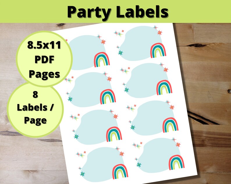 Sparkle Rainbow Labels for Name Tags/potluck Food Printable Instant ...
