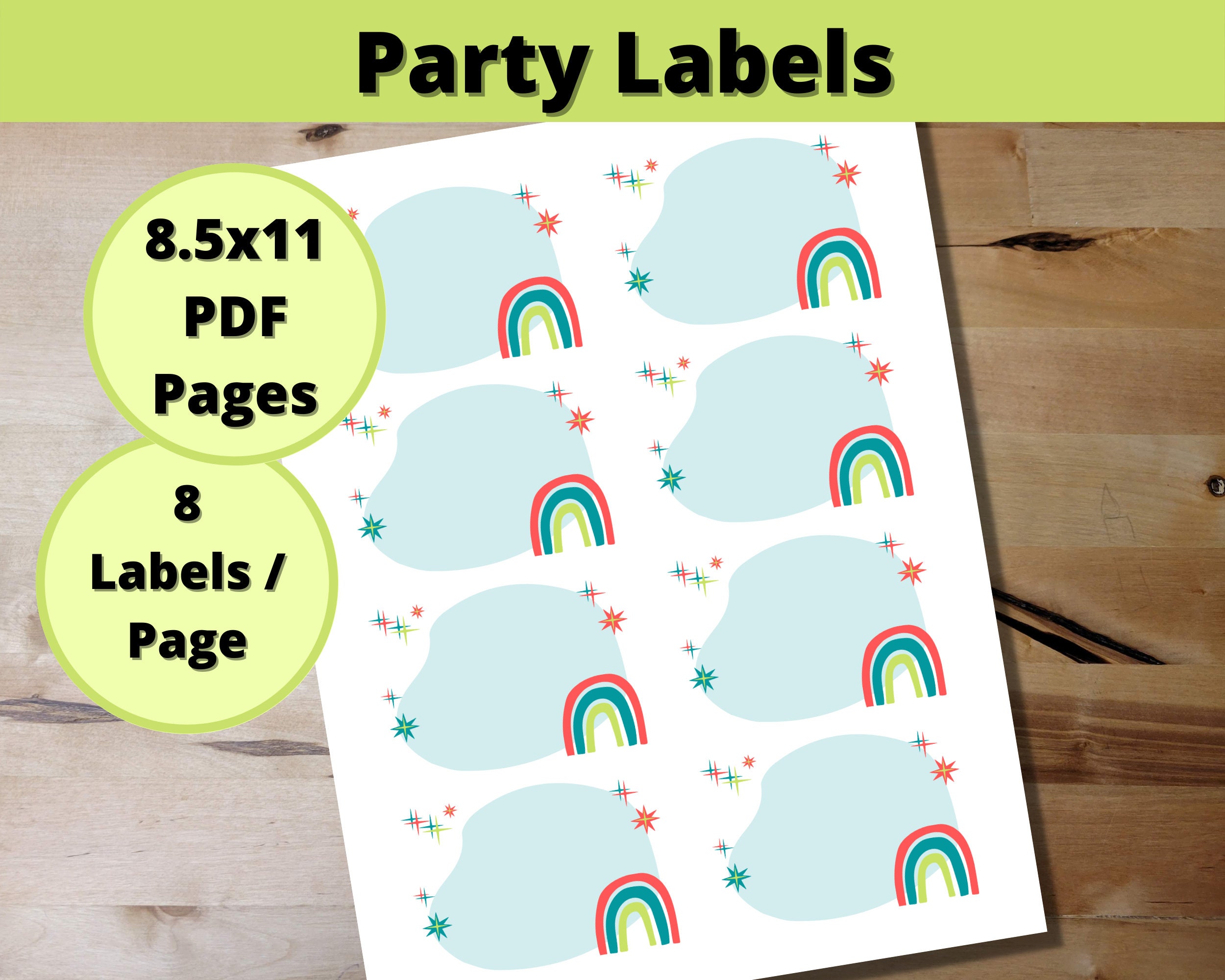 Sparkle Rainbow Labels for Name Tags/potluck Food Printable Instant ...