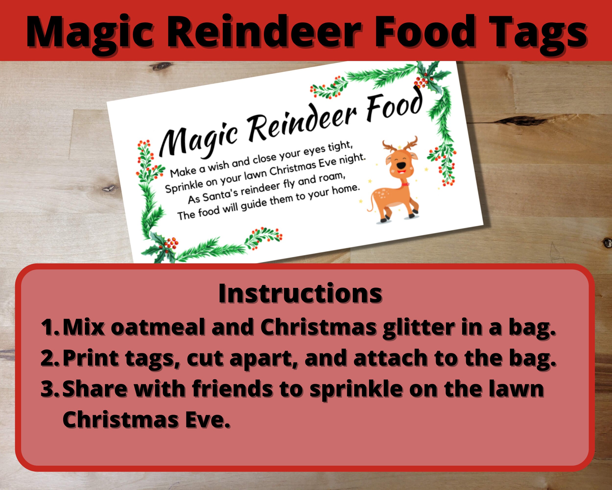 Magic Reindeer Food Tags Printable Instant Digital Download - Etsy