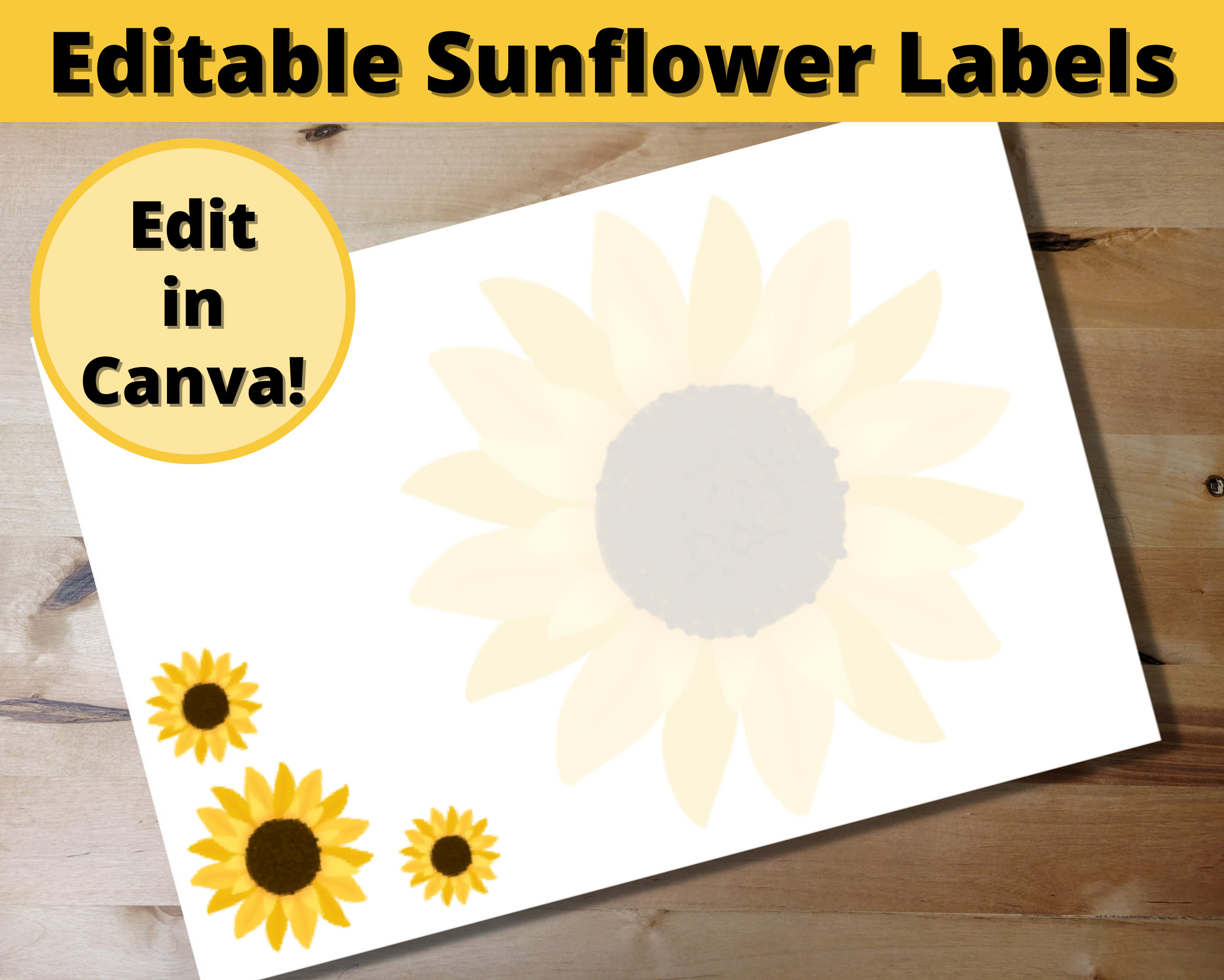 Editable Sunflower Labels for Name Tags/potluck Food Printable Instant ...