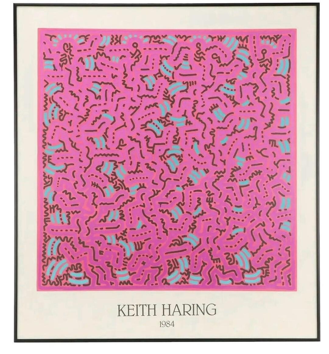 Keith Haring Pink Dancers Lithographie ""Keith Haring 1984"", gerahmt ...