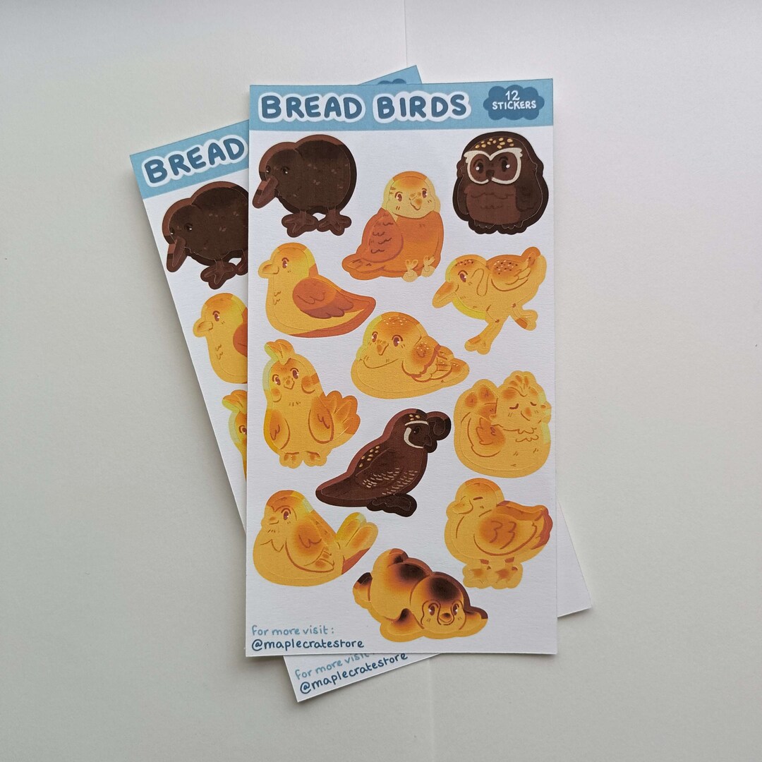 Bread Birds Sticker Sheet, Cute Animal Stationery - Etsy