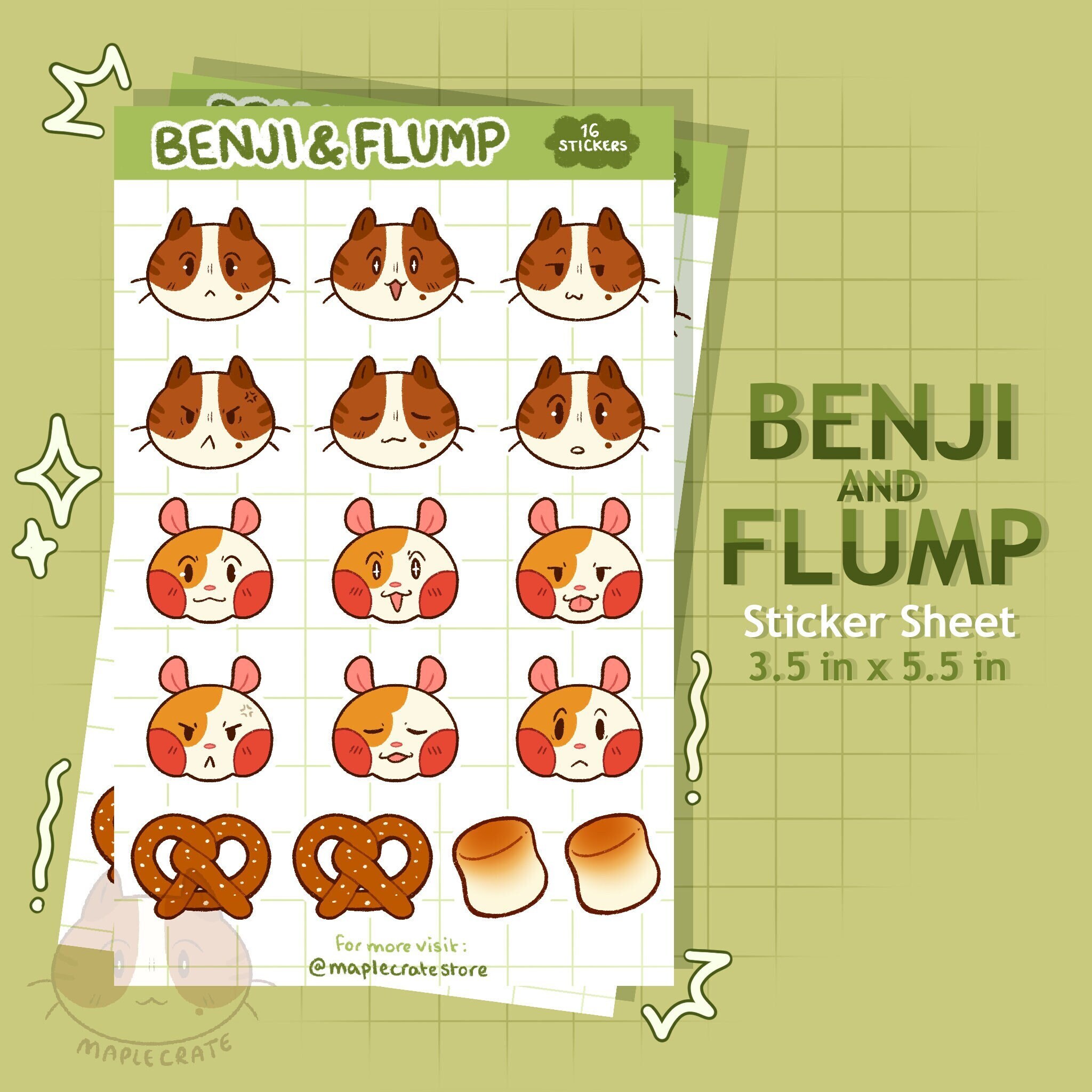 Benji & Flump Sticker Sheet, Cat Sticker, Hamster Sticker, Cute Animal ...
