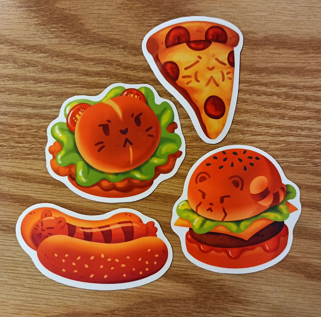 Fast Food Felines, Burger Sticker, Pizza Sticker, Chicken Sandwich ...