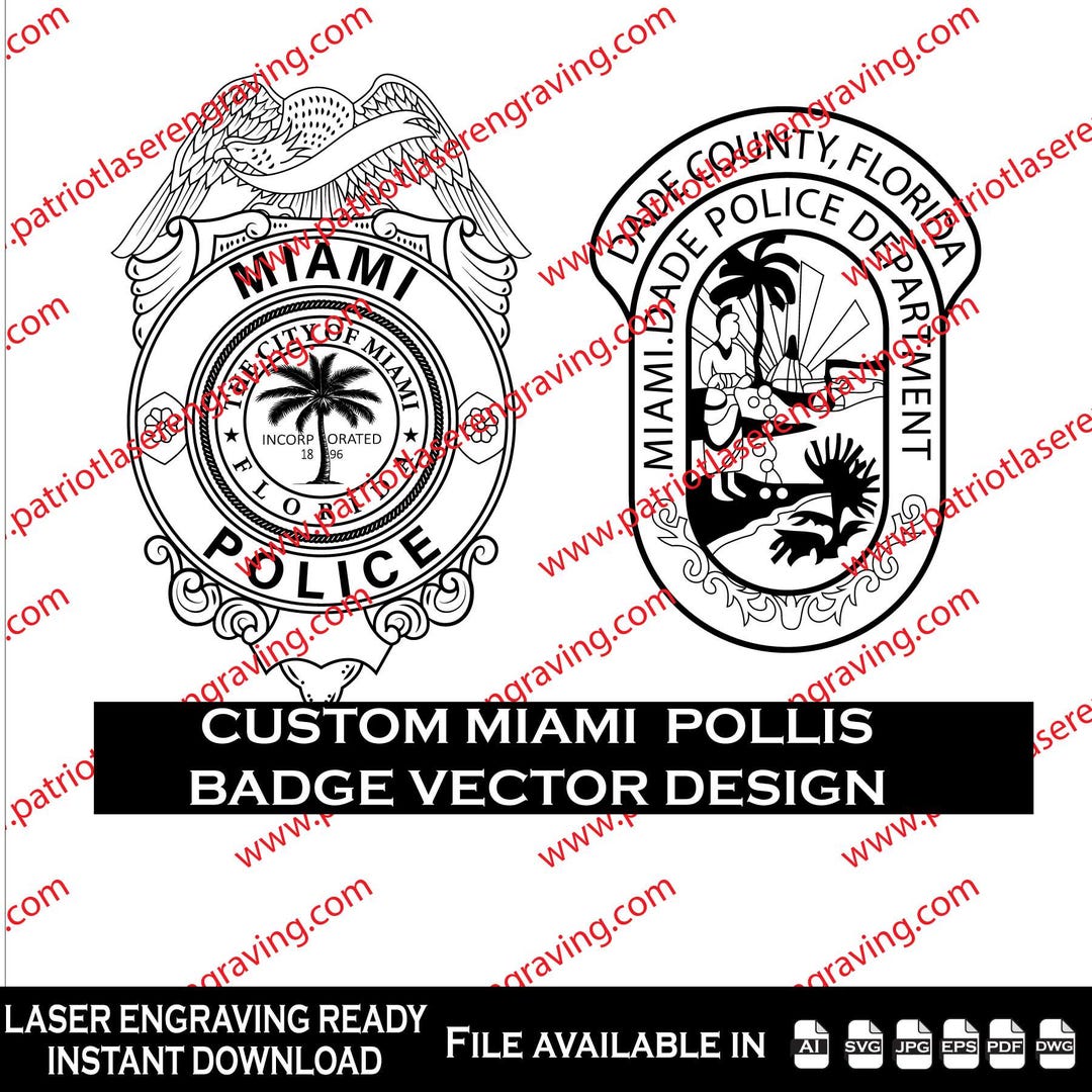 Miami FL Police Badge and Patch - Vector - Etsy