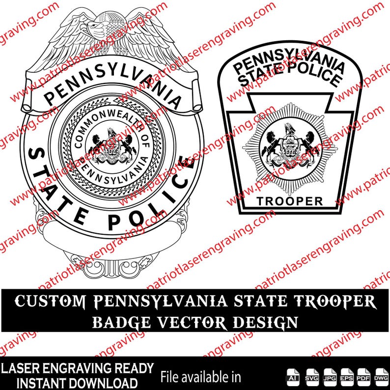 Pennsylvania State Trooper Badge and Patch Vector - Etsy