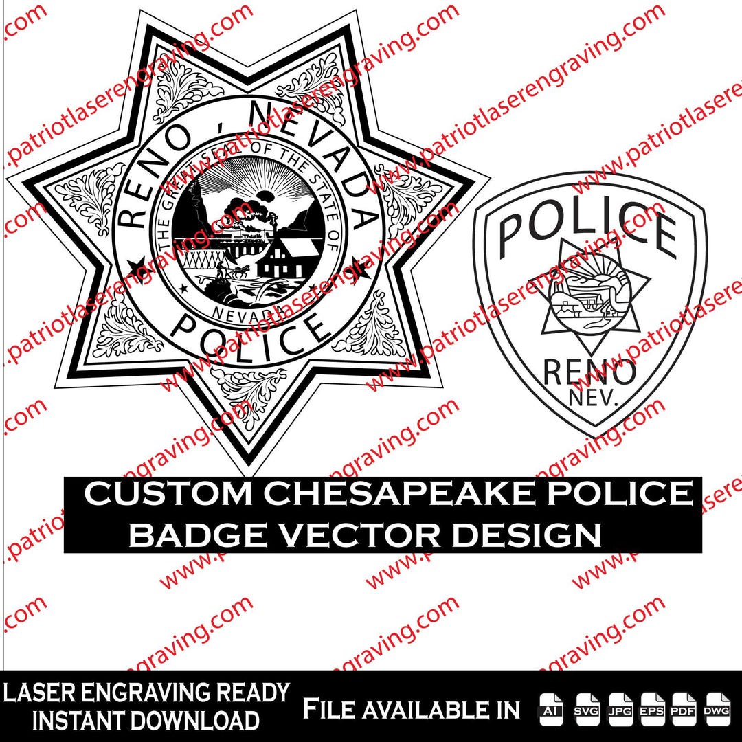Reno NV Police Badge and Patch - Vector - Etsy
