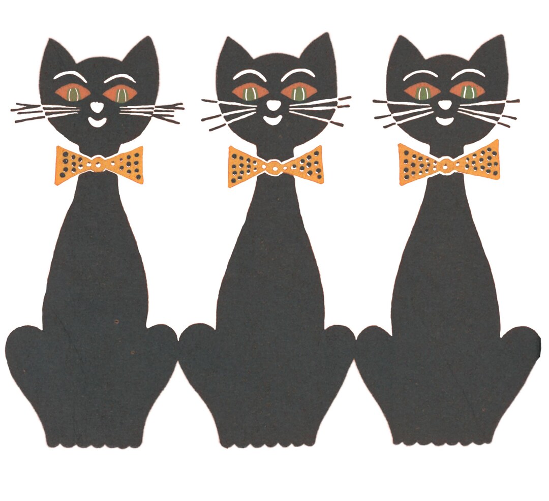 Vintage Halloween Black Cat PNG Instant Download - Etsy