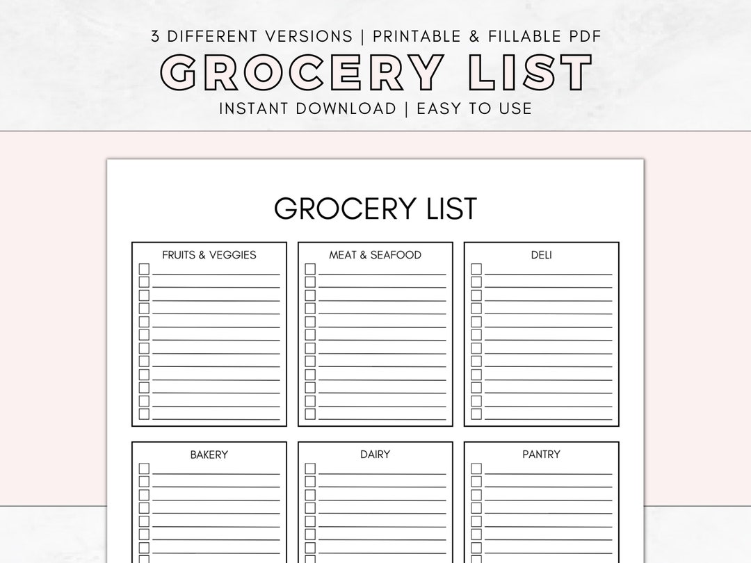 Grocery List, Custom Grocery List, Grocery List Printable, Meal Prep ...