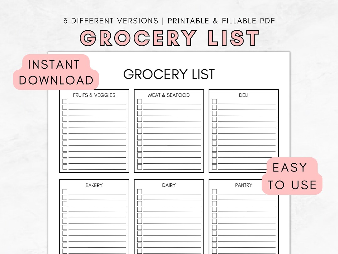 Grocery List, Custom Grocery List, Grocery List Printable, Meal Prep ...