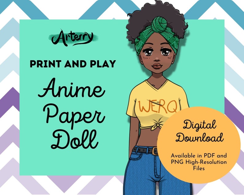 Funky Curly Haired Cutie - Anime Paperdoll - Ready to Print ...