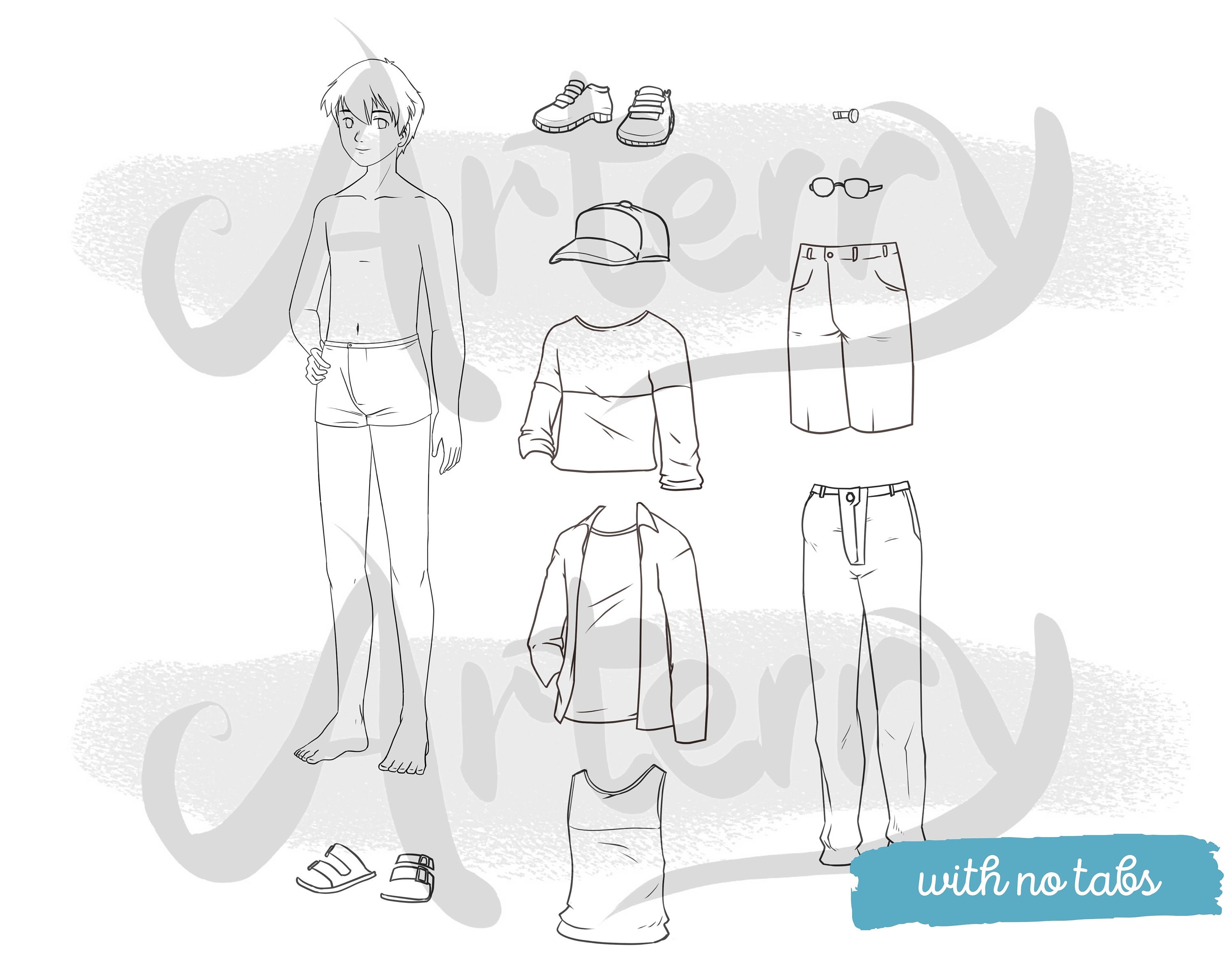 Anime Boy Paper Doll: Printable Papercraft Illustration (digital ...