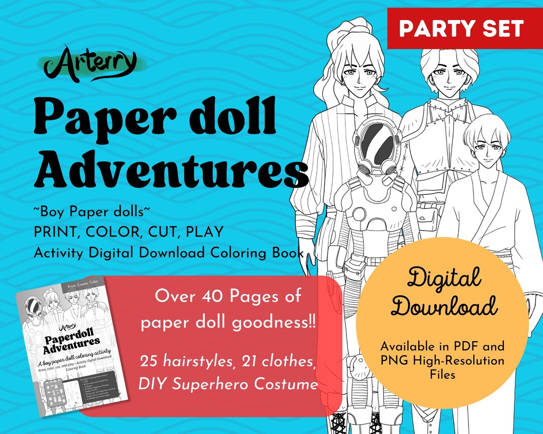 Boys Paper Doll Adventures: Printable Activity Set (digital Download ...