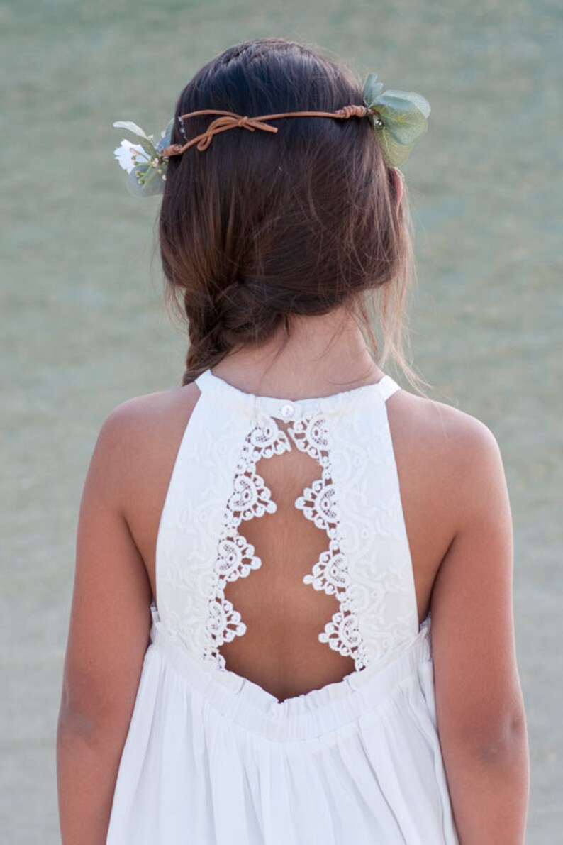 Beach Flower Girl Dress, Boho Lace Halter Gown for Destination Weddings ...