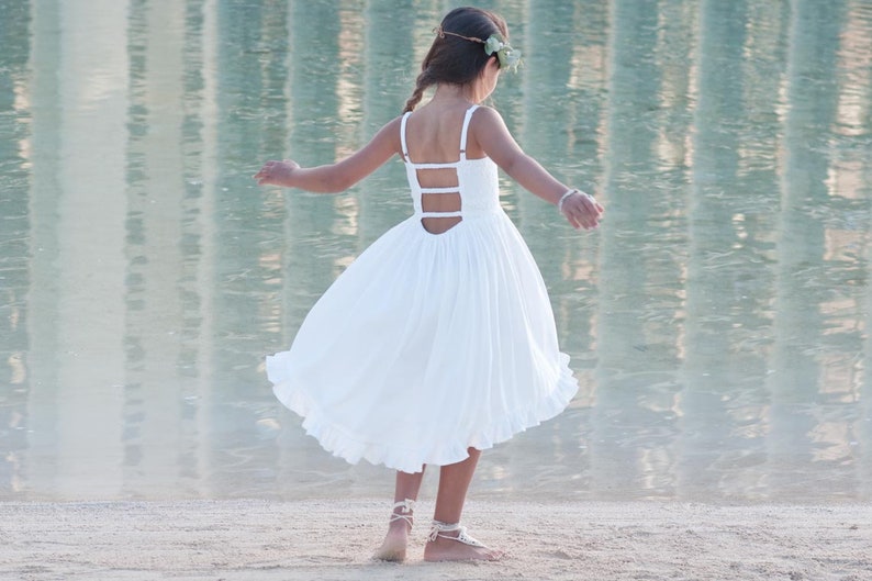 Beach Flower Girl Dress, Girls Beach Photo Dress, Spaghetti Strap ...