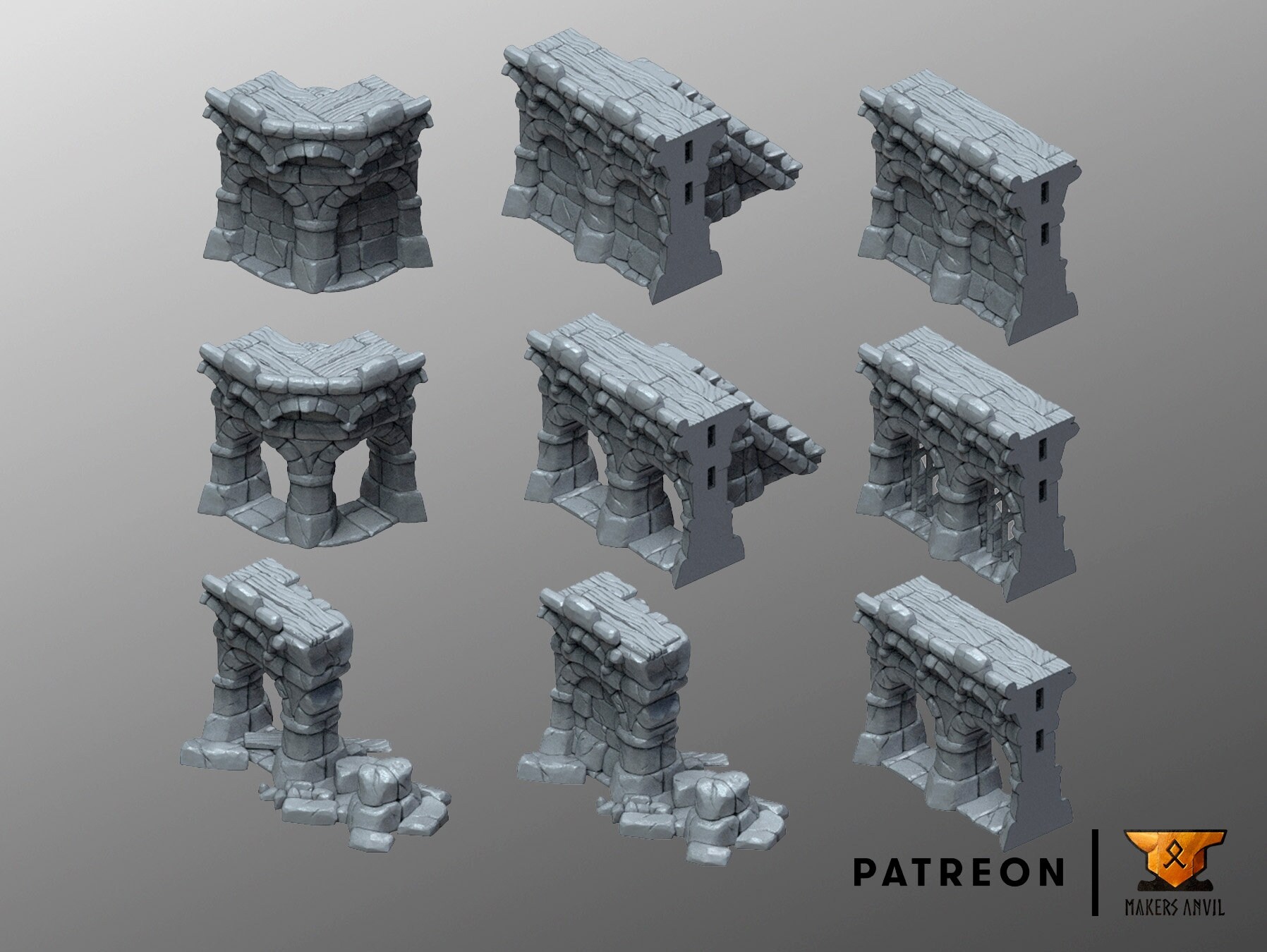 Castle Walls Medieval TTRPG OPEN Arch/ CLOSED Arch - Etsy