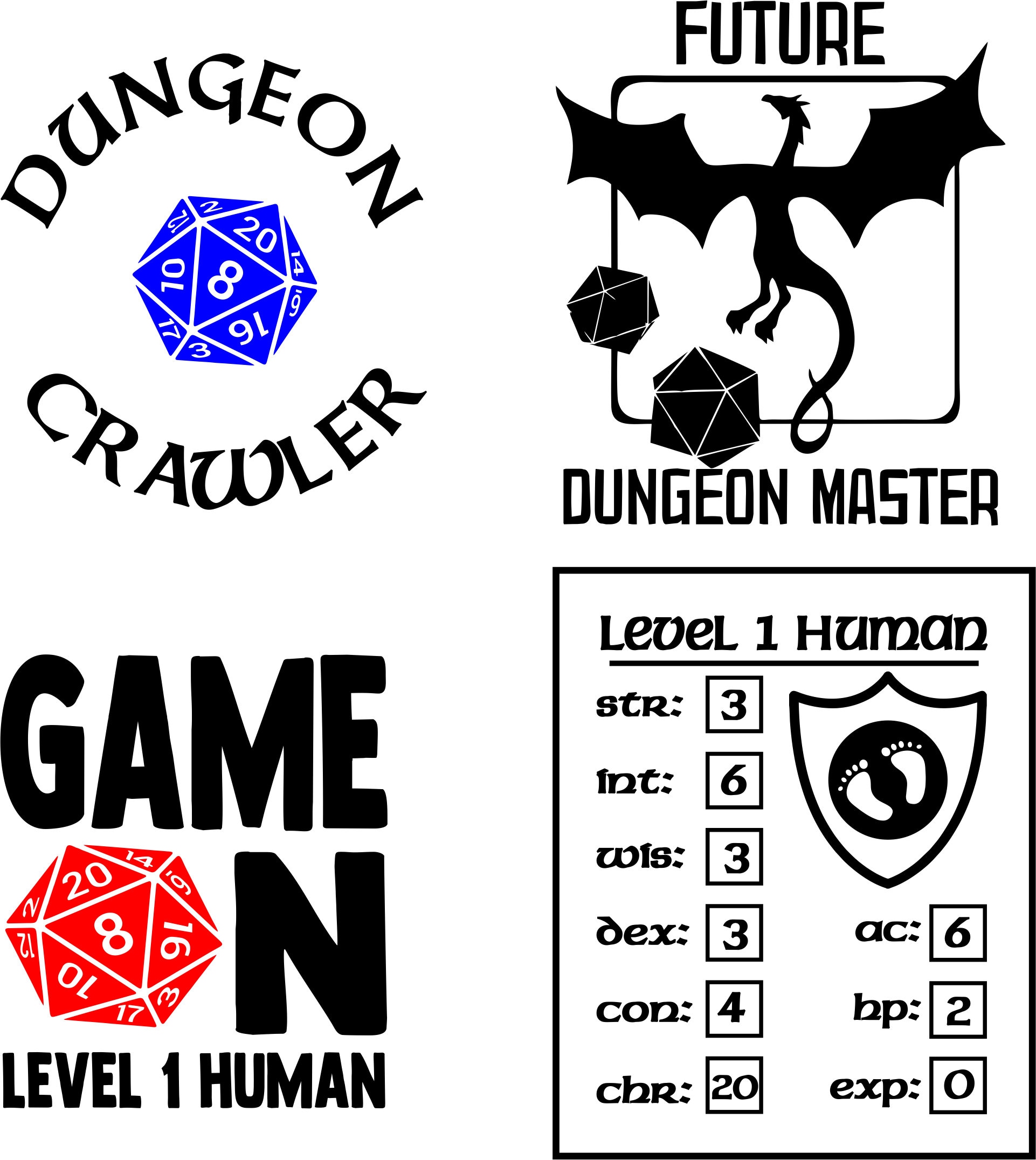 Dungeons and Dragons Baby Apparel SVG/PNG/JPG: D&d New Player - Etsy