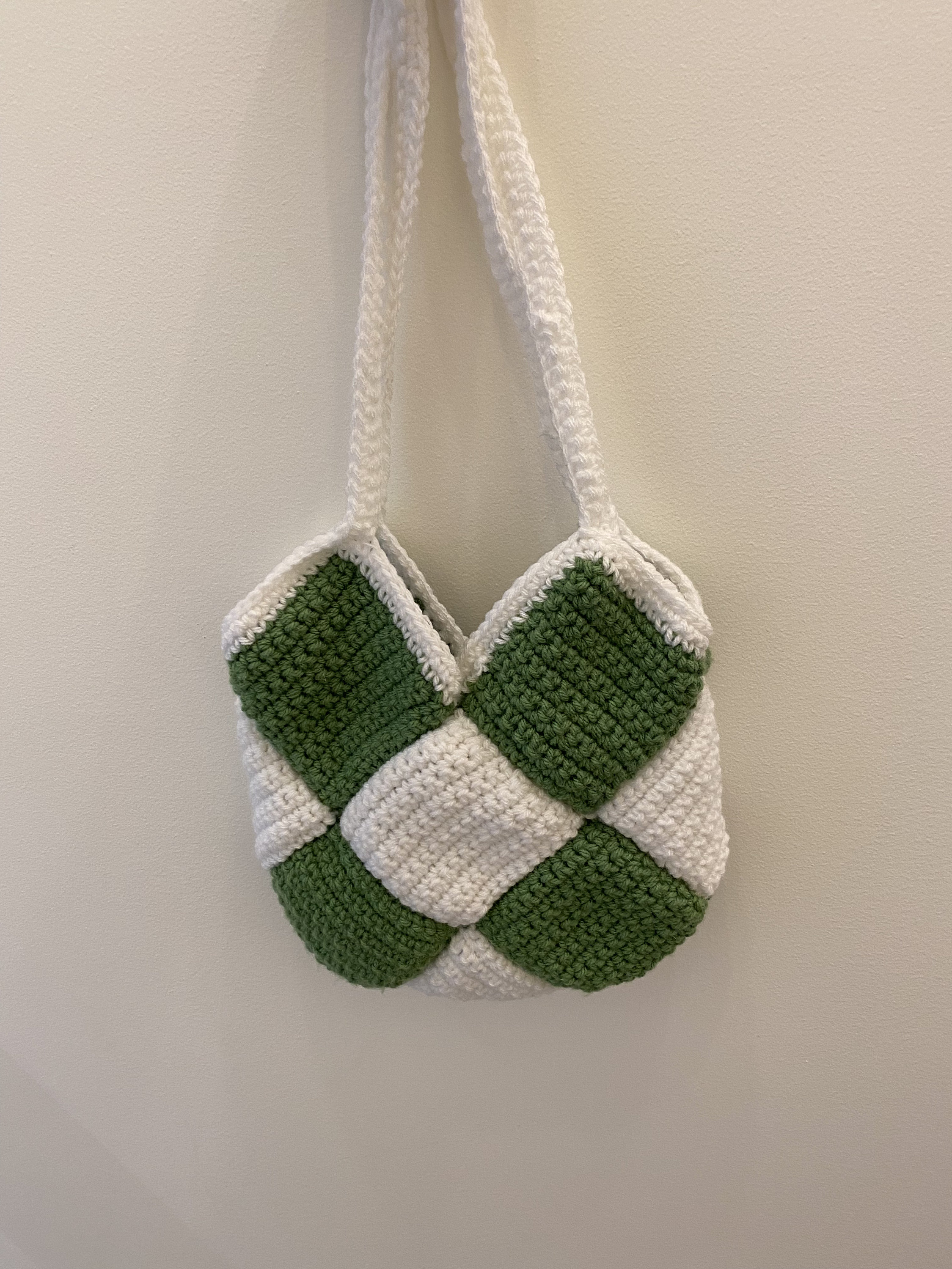 Green and White Checkered Bag - Etsy