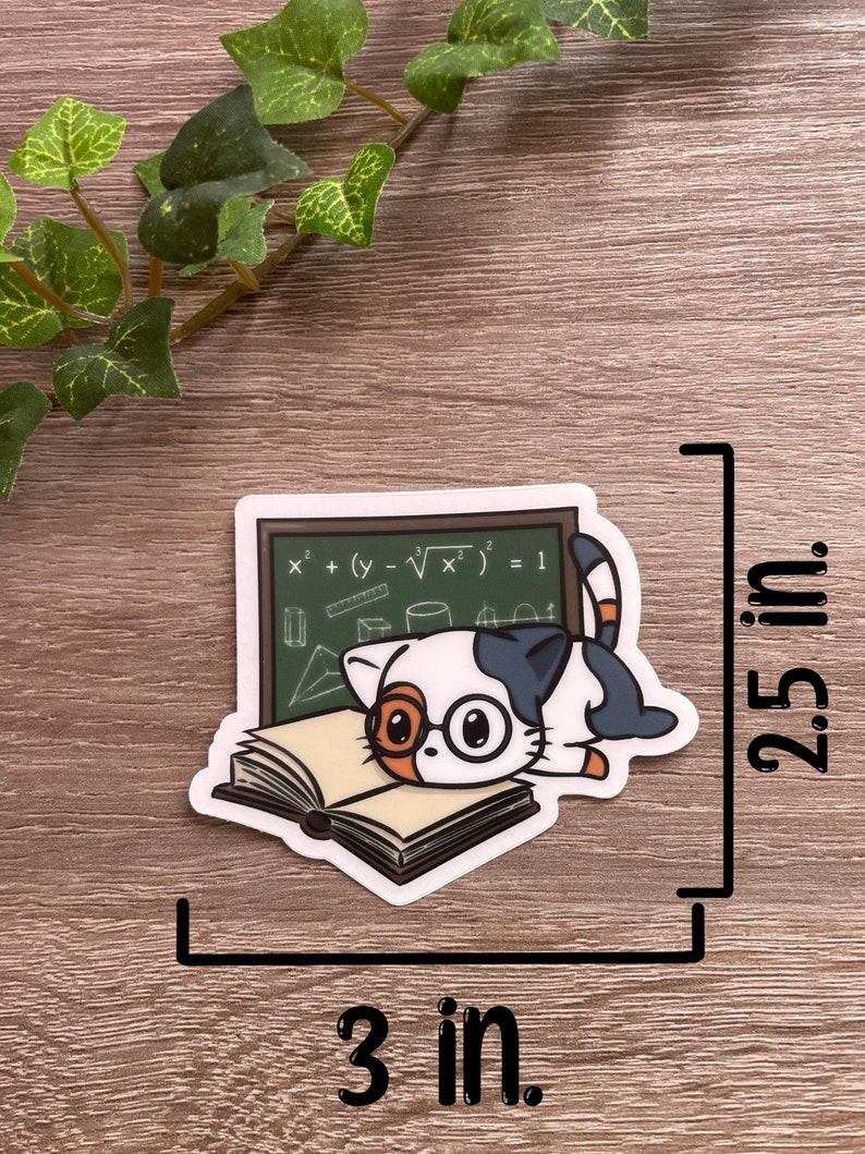 Math Cat Sticker CLEAR Sticker - Etsy