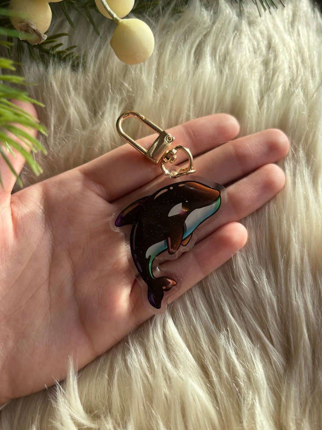 Orca | Killer Whale Clear Glitter Keychain Charm - Etsy