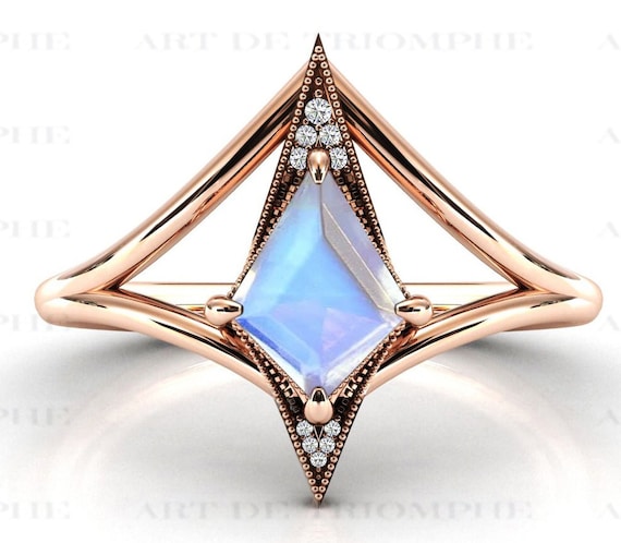 Kite Cut Moonstone Engagement Ring Kite Shaped Moonstone - Etsy