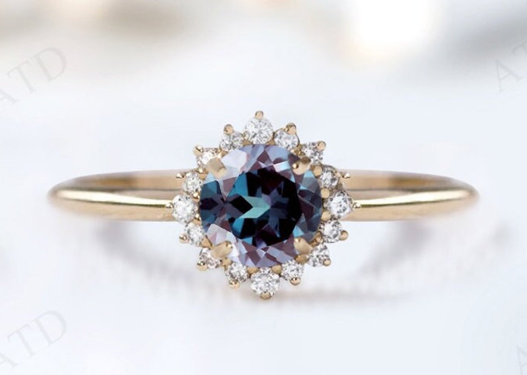 Unique Dainty Alexandrite Engagement Ring Art Deco Alexandrite - Etsy