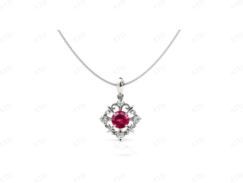 Vintage Ruby Pendant for Women 14k Gold Ruby Wedding Pendant - Etsy
