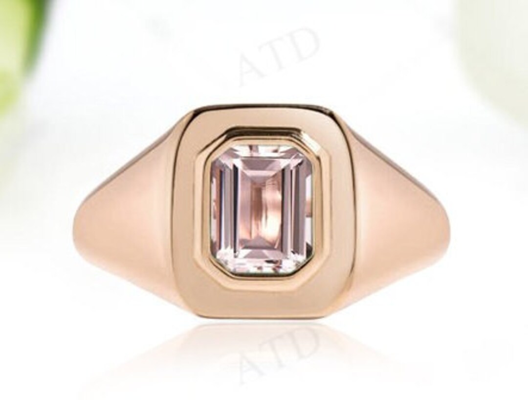 Morganite Engagement Ring for Women Unique Morganite Signet Ring 925 ...