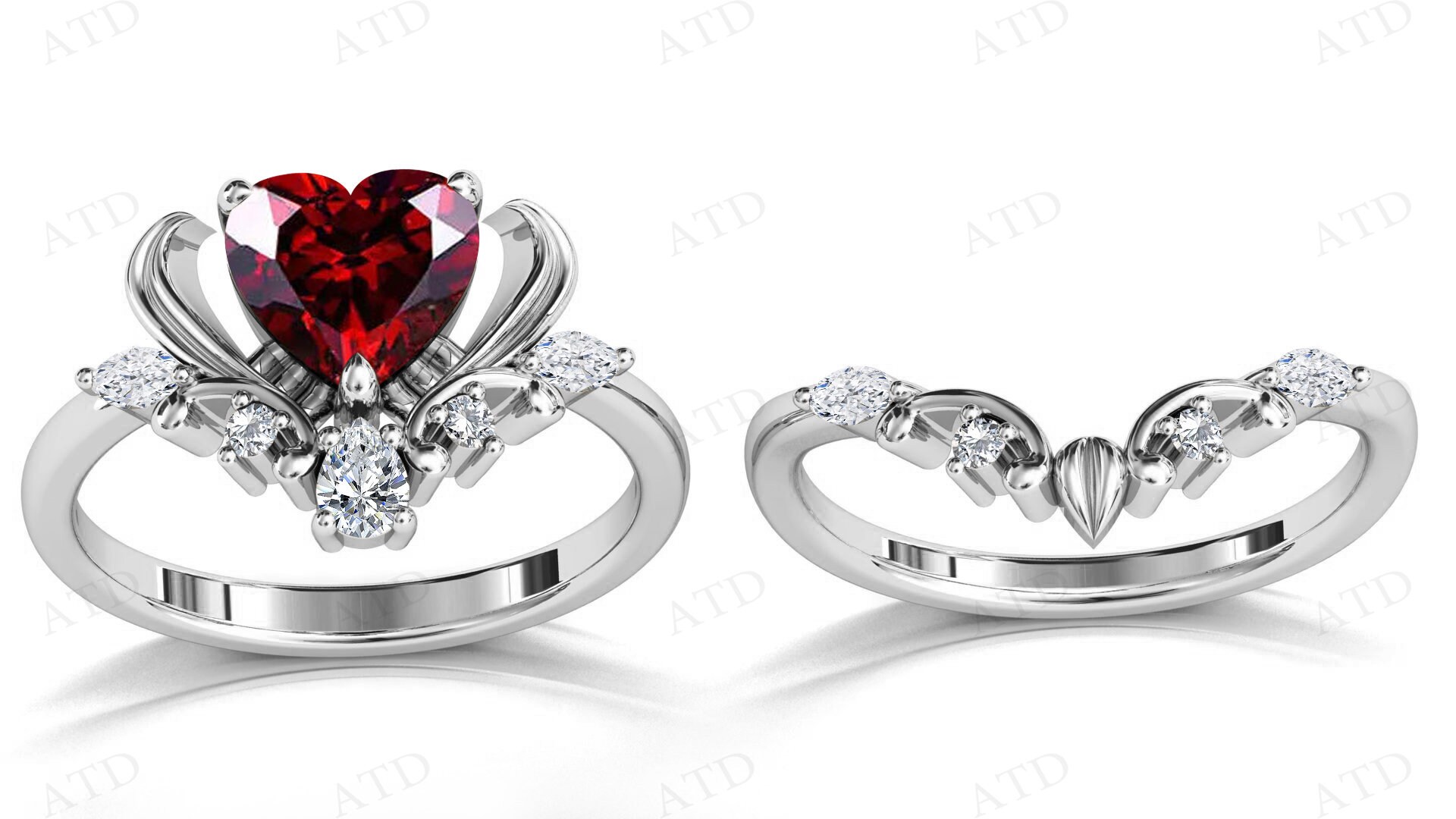 Heart Shaped Garnet Engagement Ring for Women 14k Rose Gold - Etsy