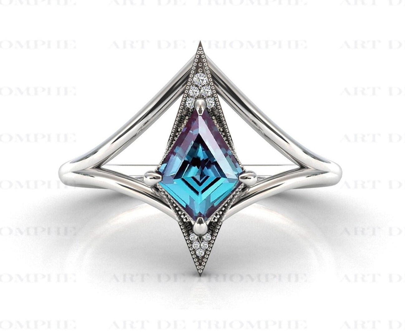 Kite Shaped Alexandrite Engagement Ring Unique Kite Cut - Etsy