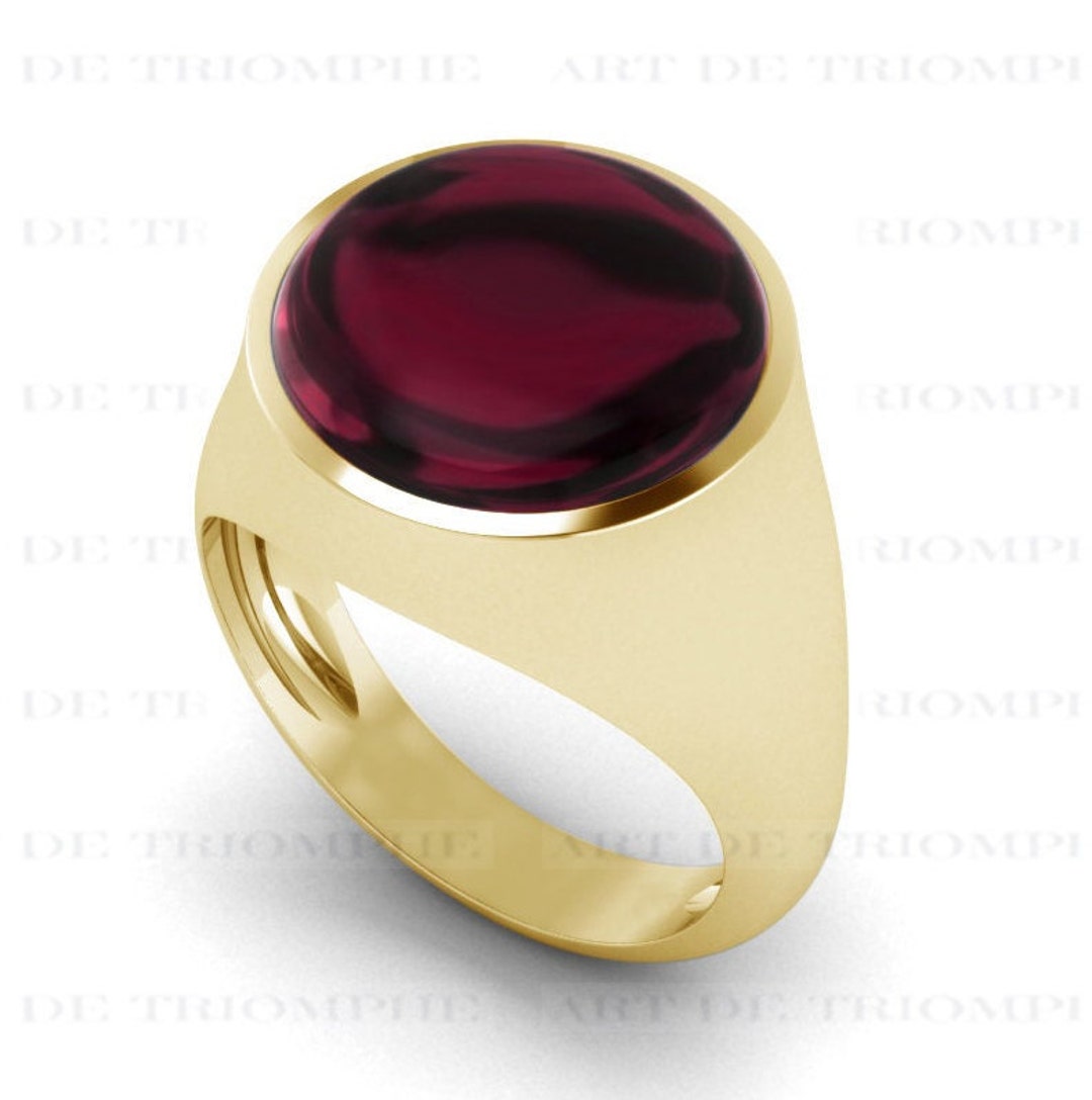 14k Gold Garnet Ring for Men Sterling Silver Garnet Gemstone Ring for ...