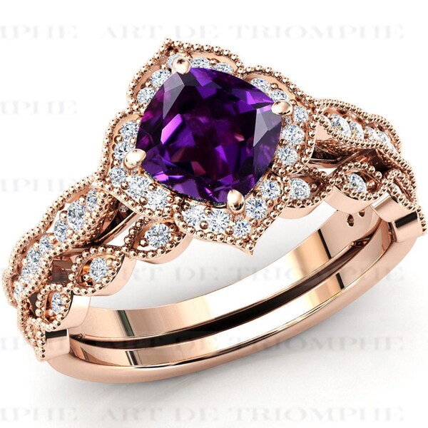 Amethyst Engagement Ring - Etsy